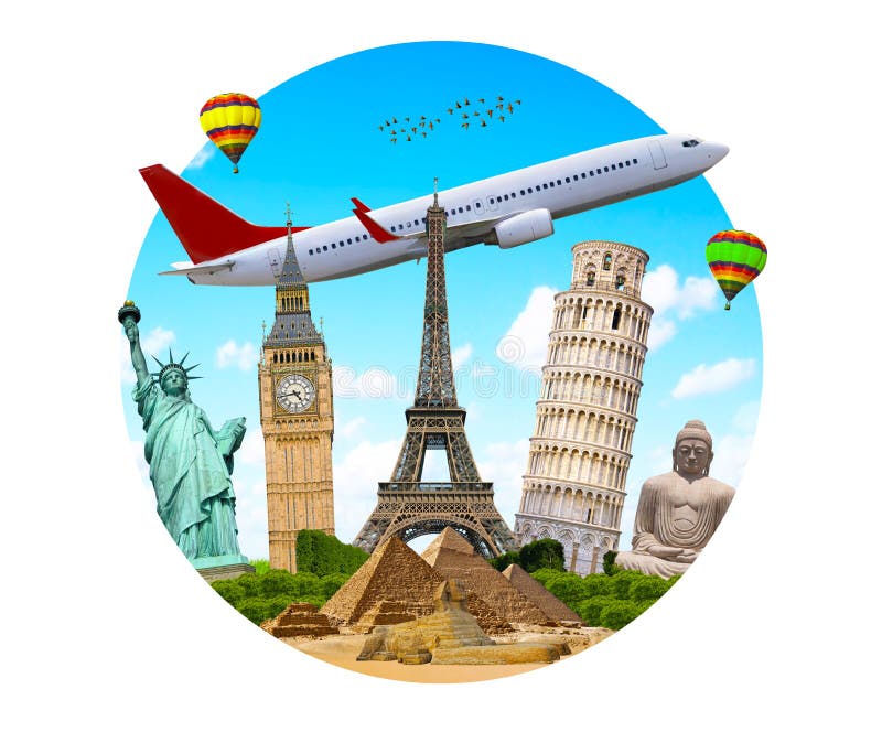 Famous Monuments of the World Stock Illustration - Illustration of tour ...