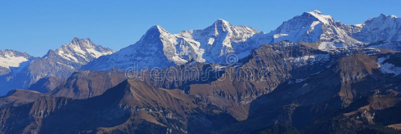 Famous Mountain Range Eiger, Monch and Jungfrau Stock Photo - Image of ...