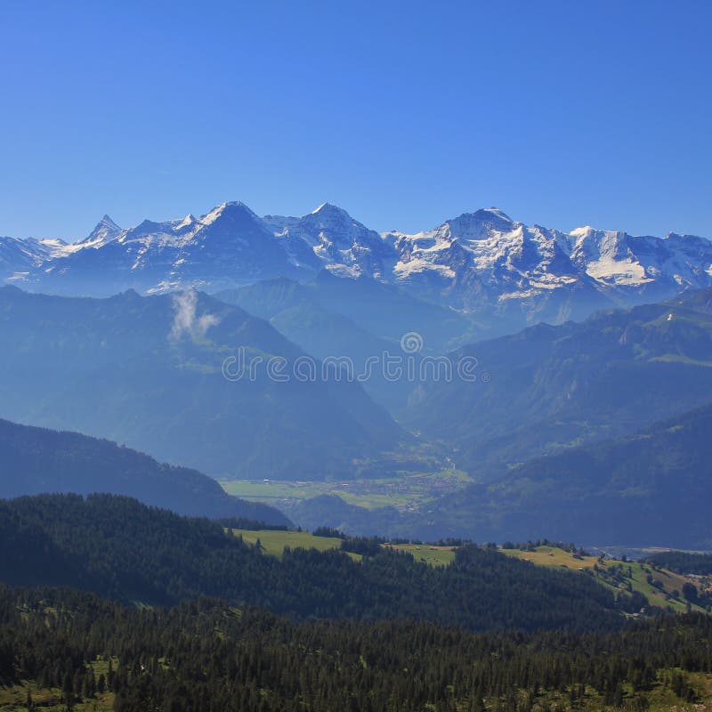 Famous Mountains Eiger, Monch and Jungfrau Just after Sunrise. V Stock ... Famous Mountains Eiger, Monch and Jungfrau Just after Sunrise. V Stock ...
