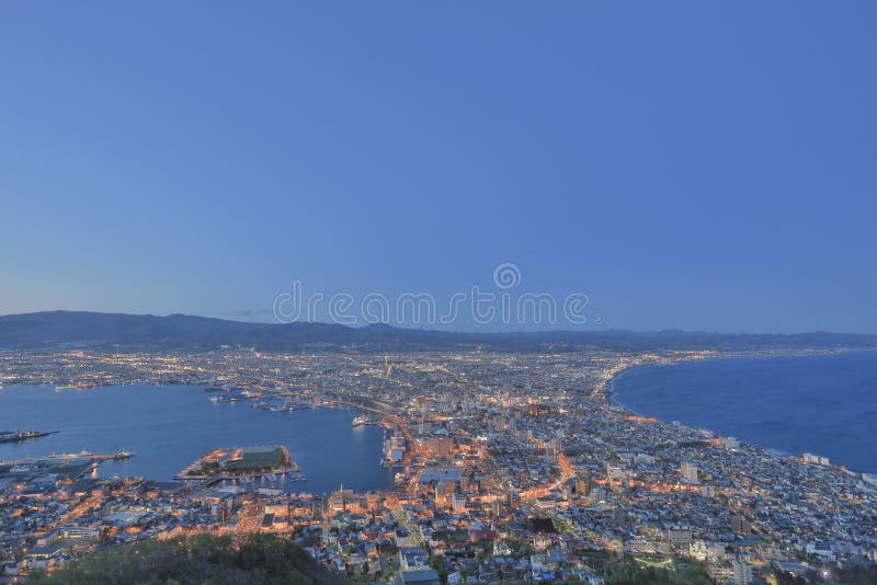 The Famous Night Scenes in Hakodate Japan Stock Image - Image of magic ...