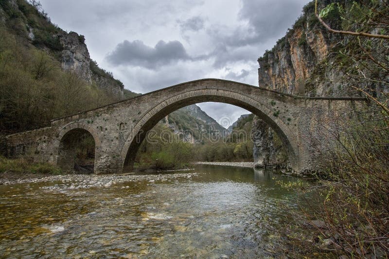 Famous Old Arch Bridge in Zagoria, Greece Stock Photo - Image of aoos ...