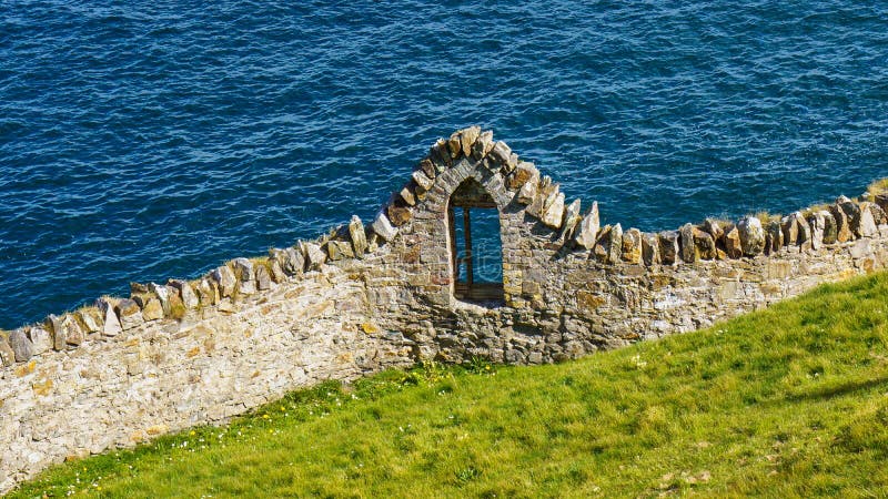 Famous Old Ruined Wall on the Coast of Howth, Ireland Stock Image ...