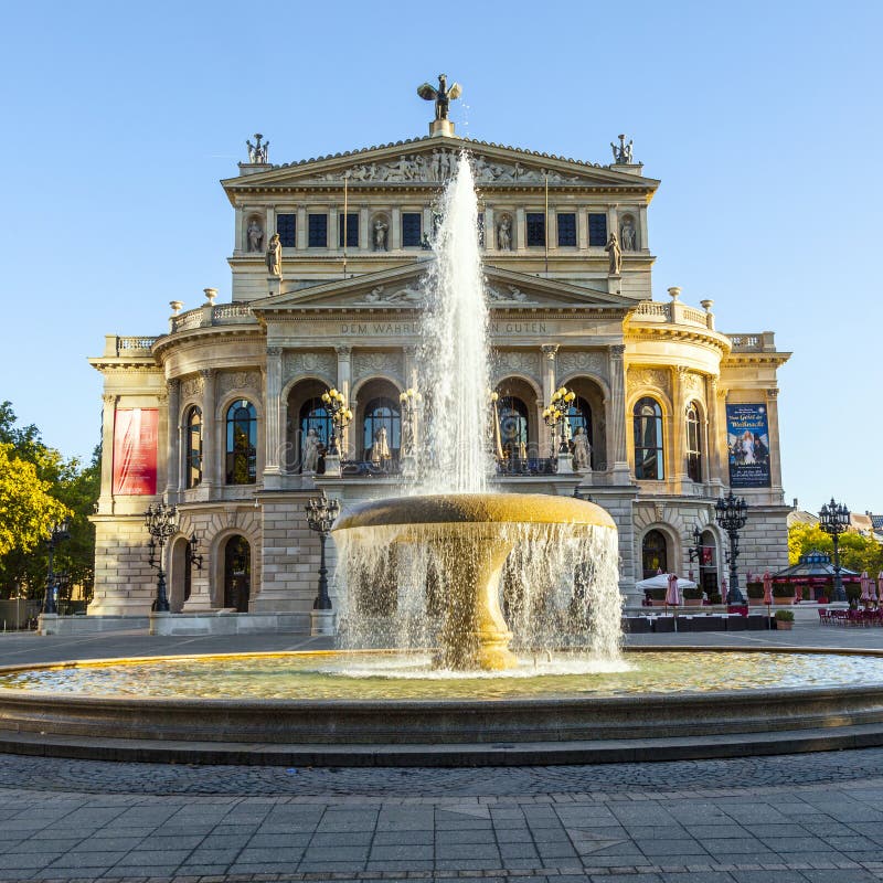 Famous Opera House in Frankfurt Stock Image - Image of quadriga, opera ...