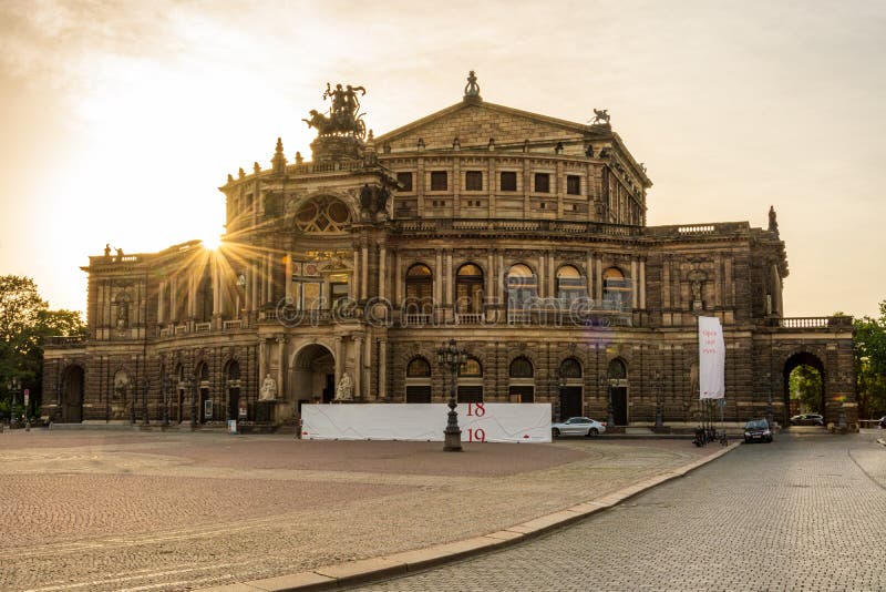 Famous Opera House Semperoper in Dresden during Sunset Stock Photo ...