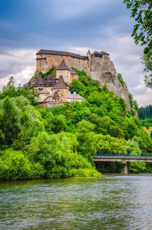 Famous Orava Castle Situated on High Cliffs Stock Image - Image of ...