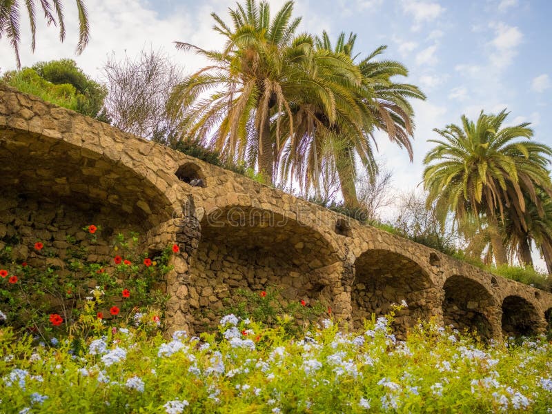 The Famous Park Guell, Designed by Antoni Gaudi Editorial Stock Image ...