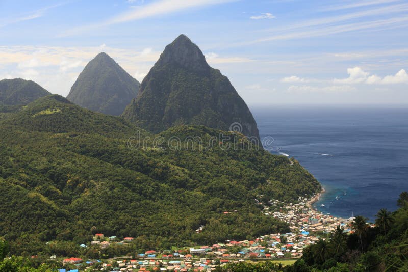 The Pitons stock photo. Image of caribbean, town, tropical - 8255044