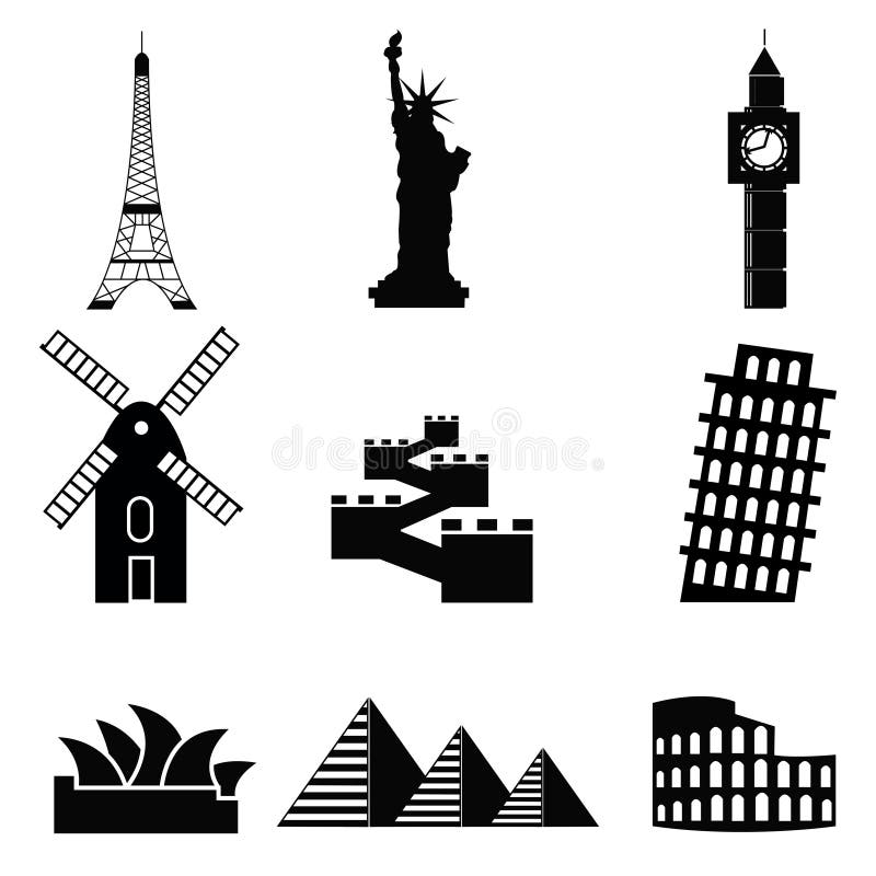 Famous Places and Monuments Around the World Stock Vector ...