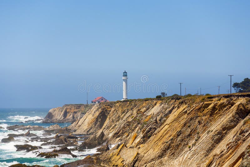 Famous Point Arena Lighthouse Stock Photo - Image of harbor, beauty ...