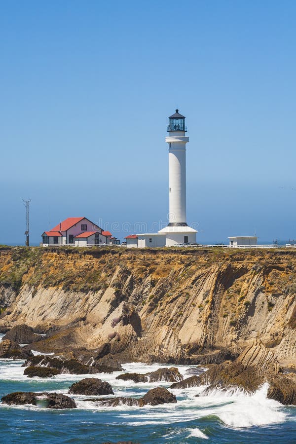 Famous Point Arena Lighthouse in California Stock Photo - Image of ...