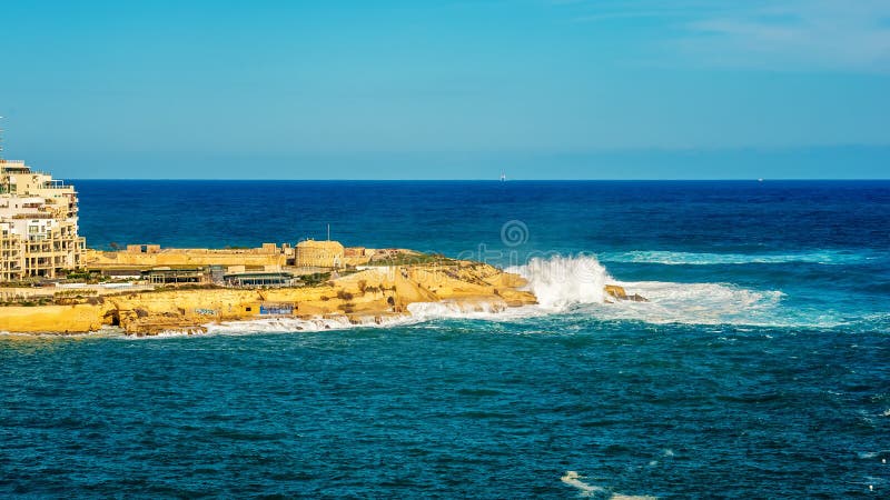 Fort Tigne in Sliema, Malta Stock Image - Image of historical ...