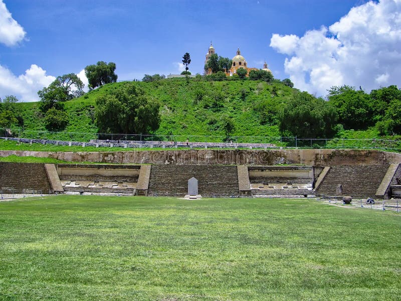 Famous Pyramids in Cholula, Mexico Stock Image - Image of temple ...