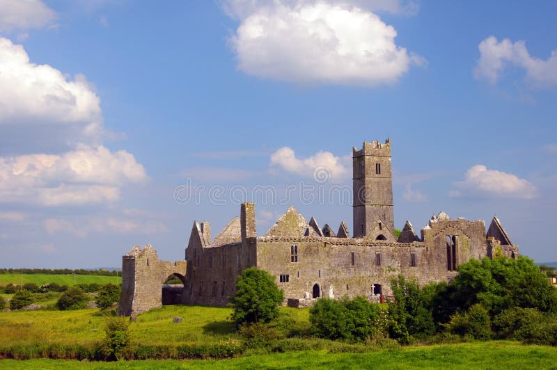 Famous Quin Abbey in County Clare, Ireland Stock Image - Image of rural ...