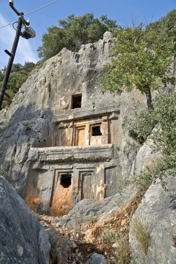 Famous Rock-cut Lycian Tombs in Kas, Turkey Stock Photo - Image of ...