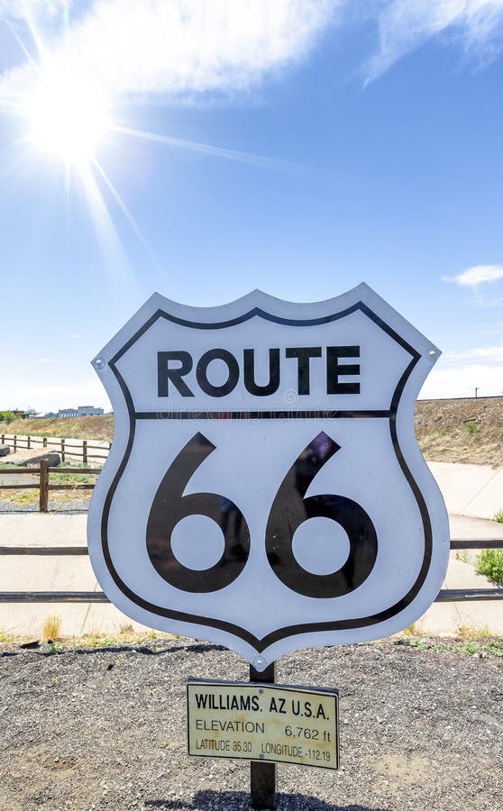 Famous Route 66 Black and White Sign in Williams, Arizona Stock Photo ...