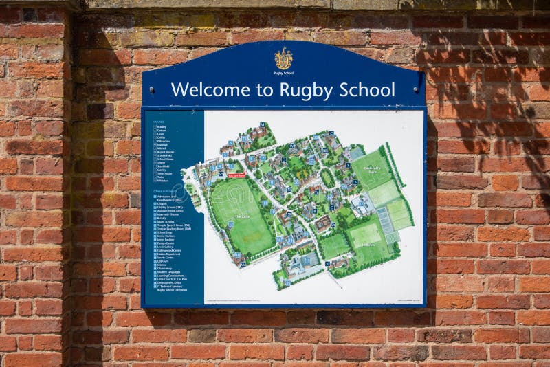 Famous Rugby School Map. UK Editorial Stock Image - Image of symbol ...