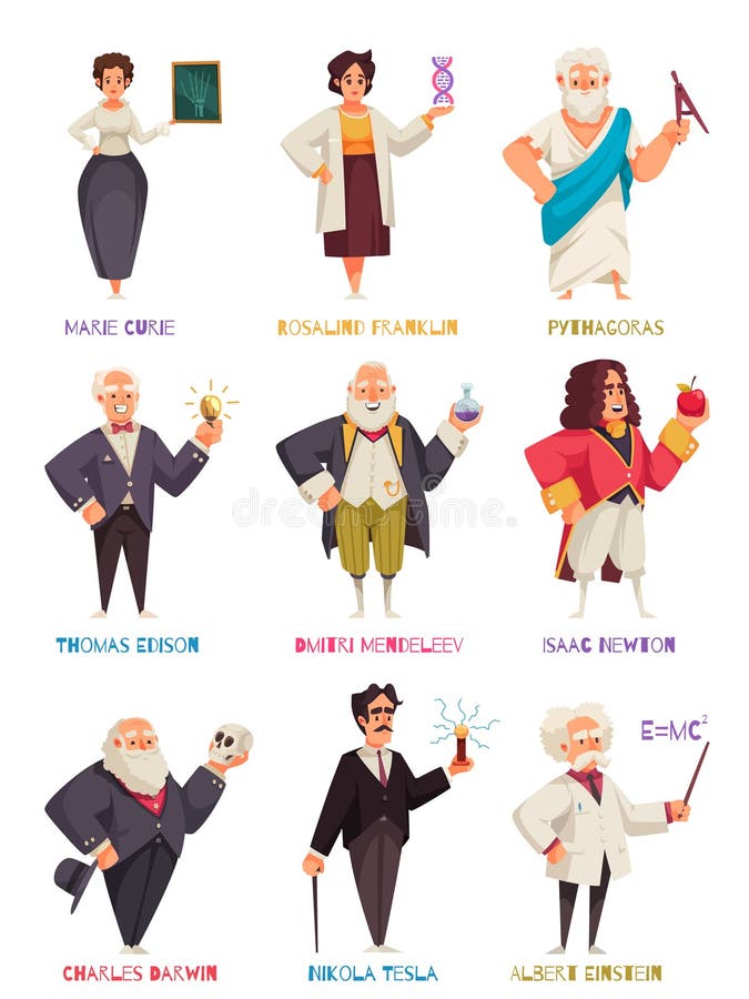Famous Scientists Characters Set Stock Vector - Illustration of study ...