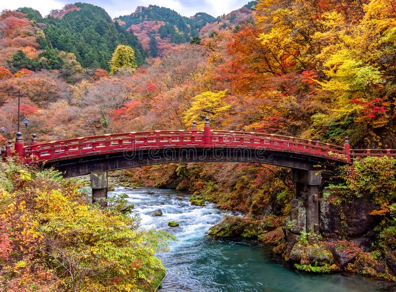 Famous Shinkyo Bridge in Autumn, Nikko, Japan Stock Image - Image of ...