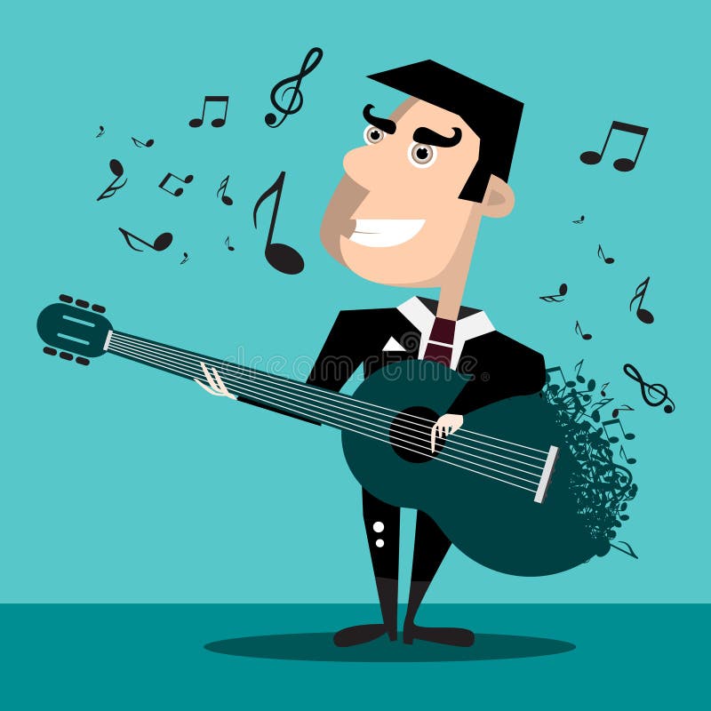 Singer with Notes and Audience Illustration Stock Vector - Illustration ...