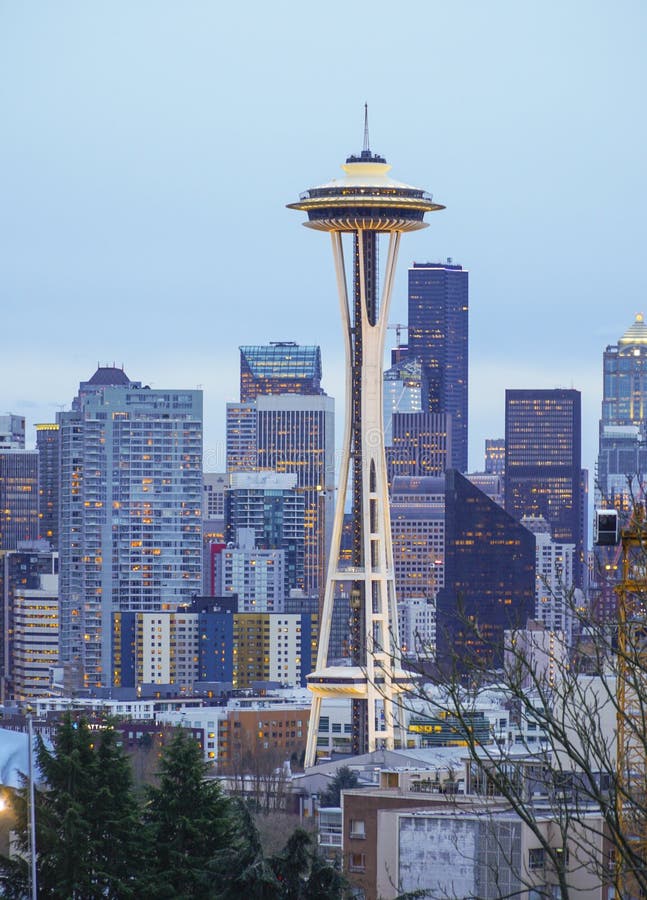 Famous Space Needle in Seattle in the Evening - SEATTLE / WASHINGTON ...
