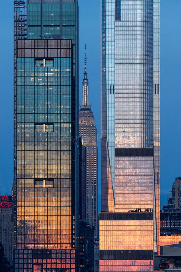 Famous Spire State Building Framed between Two Newer Skyscrapers during ...