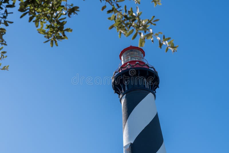 The Famous St. Augustine Lighthouse Against a Bright Blue Sunny Florida ...