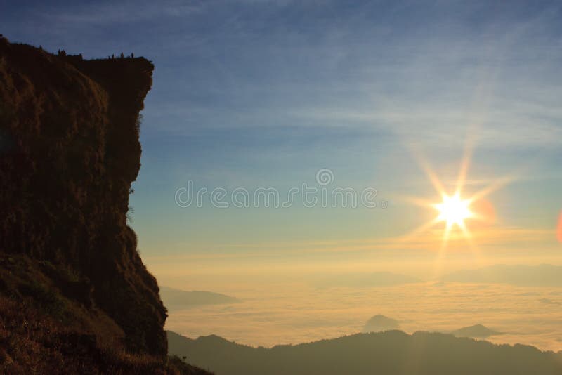 Famous Sunrise Viewing Place in Thailand Stock Image - Image of mist ...