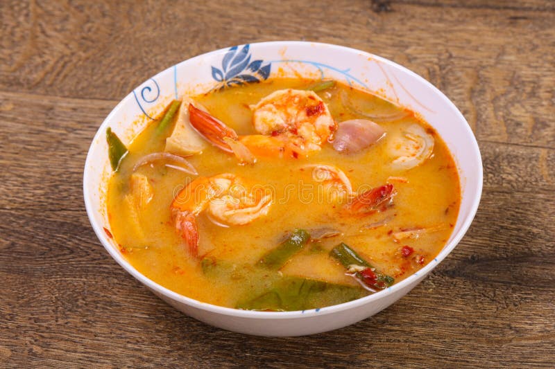 Famous Thai Tom Yam soup stock photo. Image of grass - 193911552
