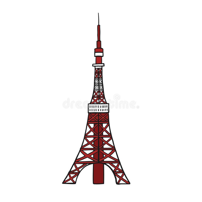 The Famous Tokyo Tower Illustration Stock Vector - Illustration of ...
