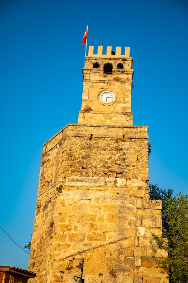 Famous Tower in Antalya at Sunset Light, Turkey Stock Image - Image of ...