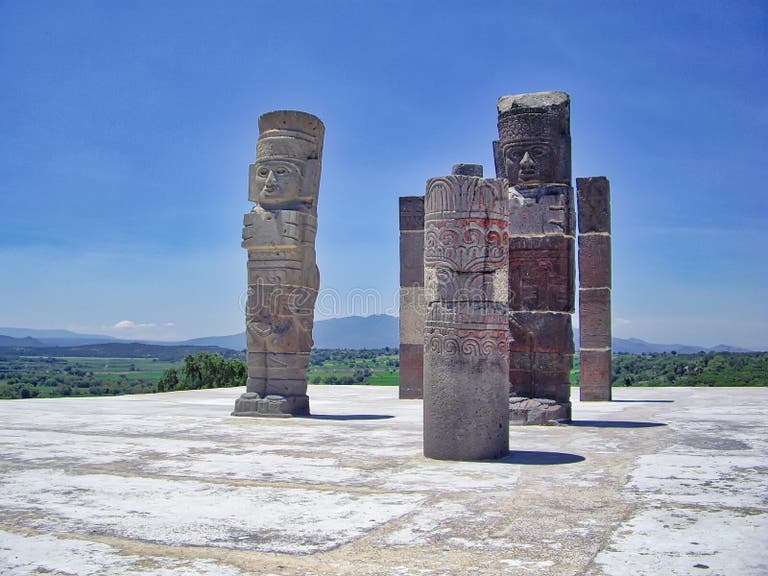 Famous Tula Pyramids and Statues Stock Photo - Image of mexico ...