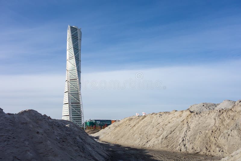 Famous Turning Torso Skyscraper in Malmo, Sweden Behind Construction ...