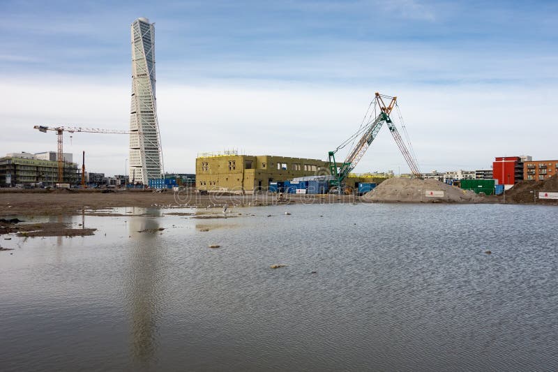 Famous Turning Torso Skyscraper in Malmo, Sweden Next To Construction ...