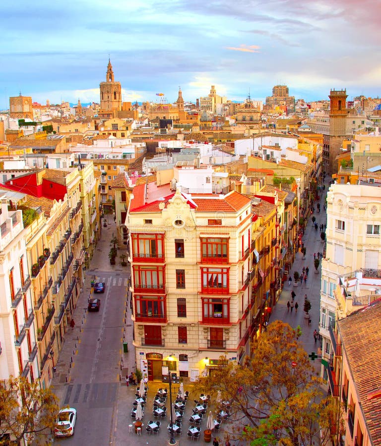 Famous Valencia Old Town, Spain Stock Photo - Image of cityscape ...