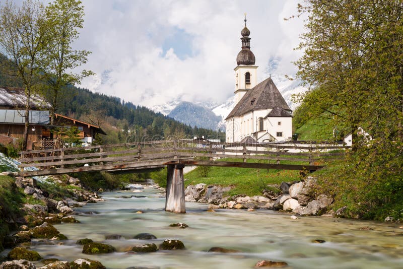 Famous View of the Church of Ramsau Stock Photo - Image of church, long ...