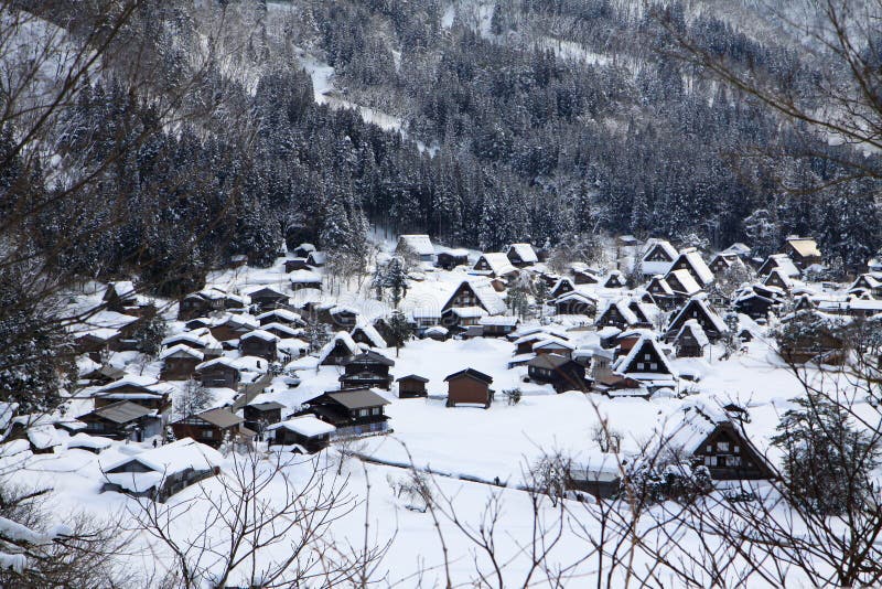 Famous View Point in the Winter of Shirakawago Stock Photo - Image of ...