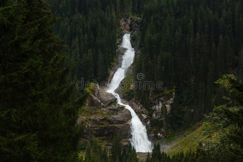 Famous Waterfall in Austrian Alps Stock Photo - Image of krimmler ...