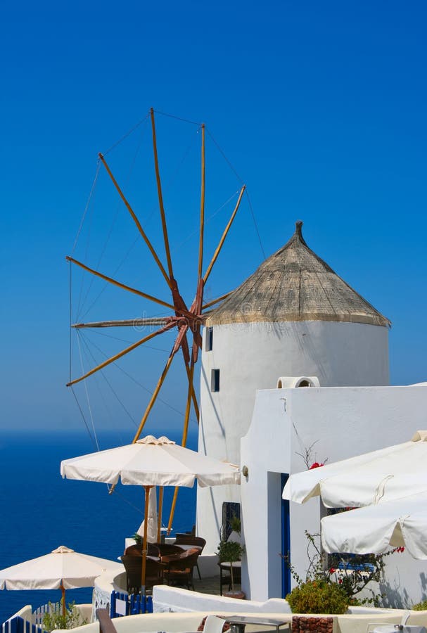 Famous Windmill in Oia, Santorini Stock Image - Image of building ...