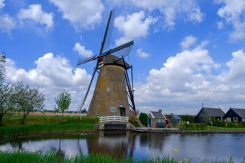 Famous Windmill Park Kinderdijk in Holland, Netherlands Stock Image ...