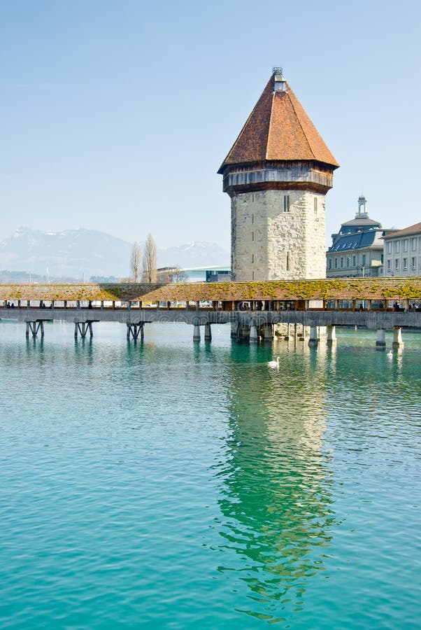 Famous Wooden Bridge in Lucerne Stock Photo - Image of building, tower ...