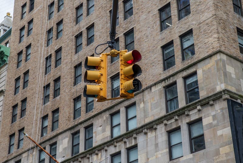 Famous Yellow Traffic Light on the Streets of New York Stock Image ...