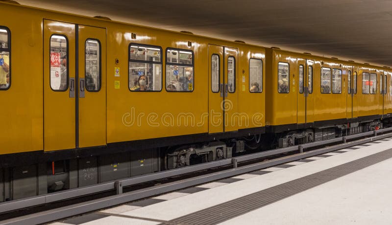 The Famous Yellow Train at the Platform in U-Bahn Berlin Metro Station ...