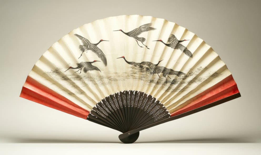 A fan with birds on it stock illustration. Illustration of wind - 364670672