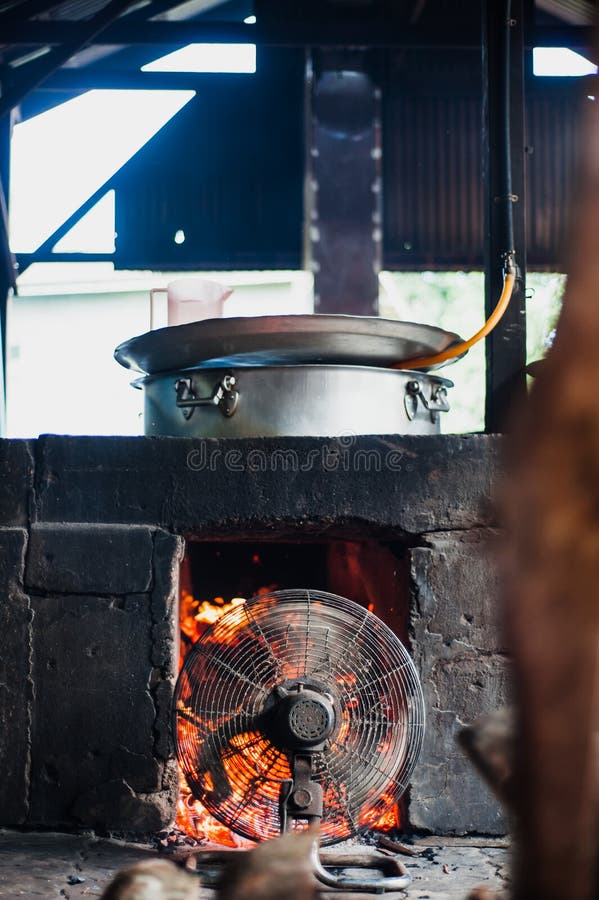 Fan Blowing Fire in a Wood Burning Stove Stock Image - Image of ...