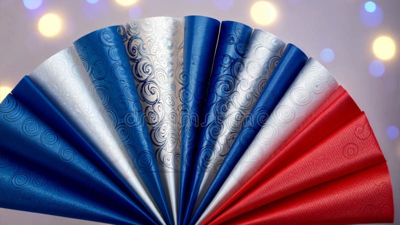 Fan of Blue and Red Colors Against the Background of Flickering Blue ...