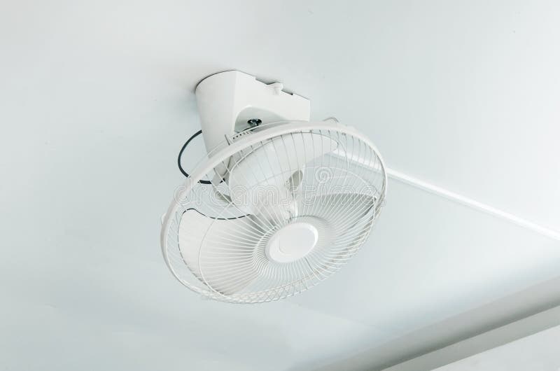 Fan on Ceiling. Old White Ceiling Fan on Ceiling of the Room Stock ...