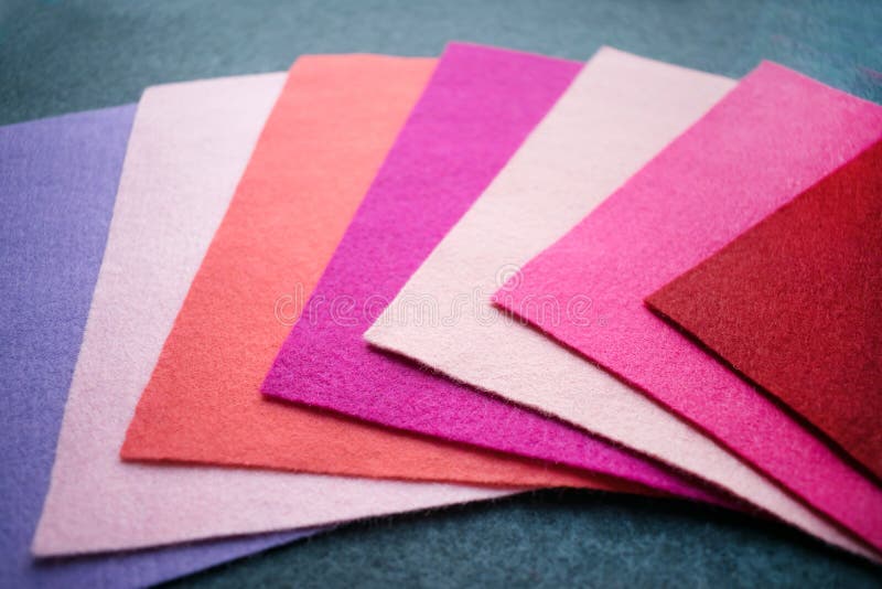 Fan of Colored Bright Felt Textile Material. Samples of Soft Felt Flaps ...