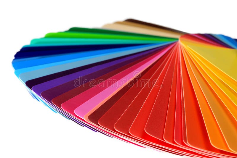 Fan of Colored Cards. Cards with Different Colors on White Stock Photo ...