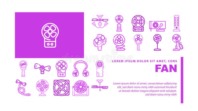 Fan Electronic Cooling Device Landing Header Vector Stock Illustration ...