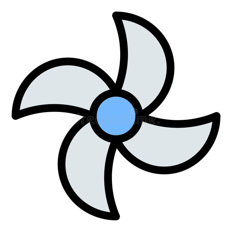 Fan Icon Cooling System in Flat Line Color Style Stock Photo - Image of clip, intelligence ...